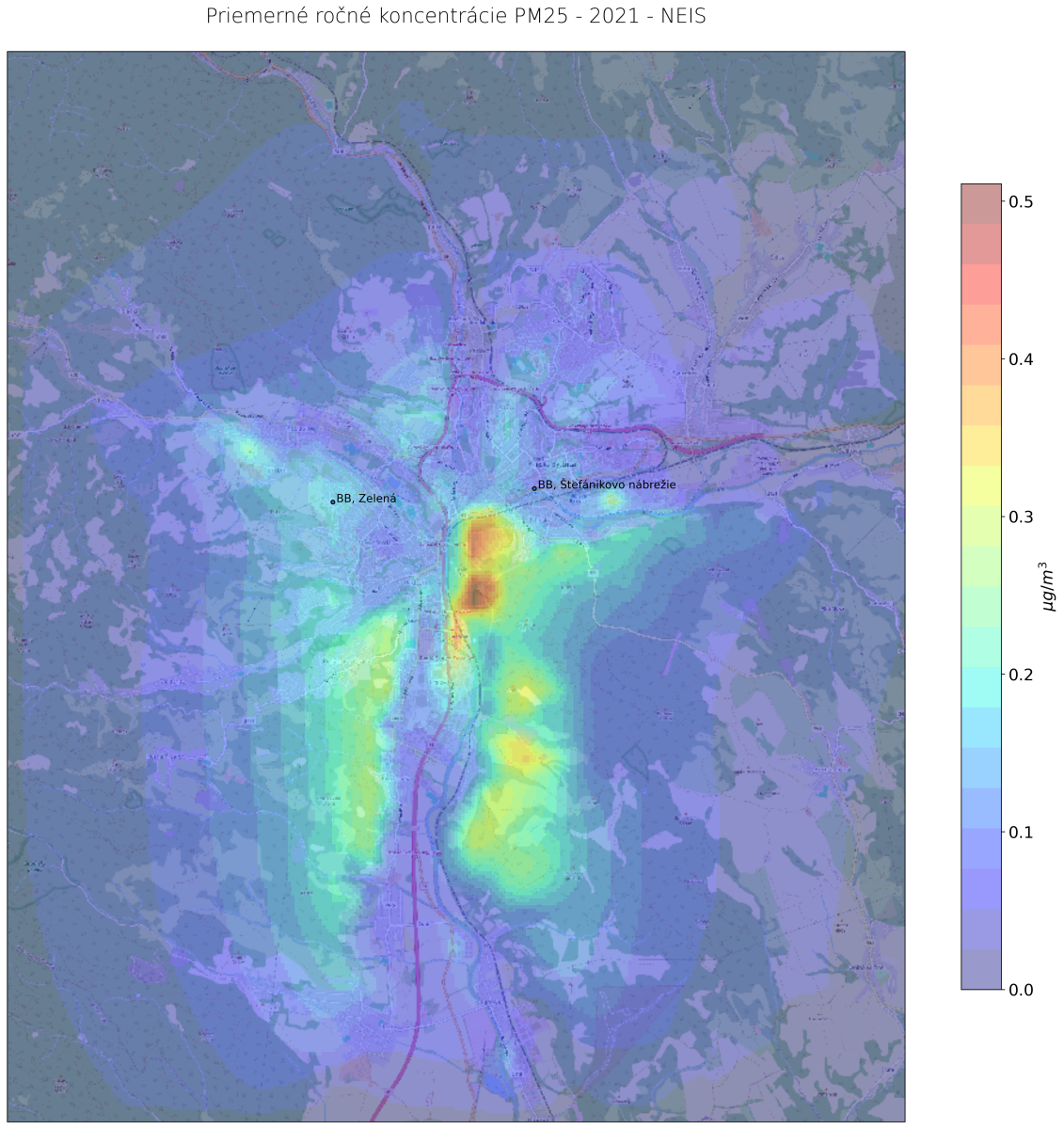 Výstupy modelovania s vysokým rozlíšením - BB - BB - PM2.5 - SHMÚ