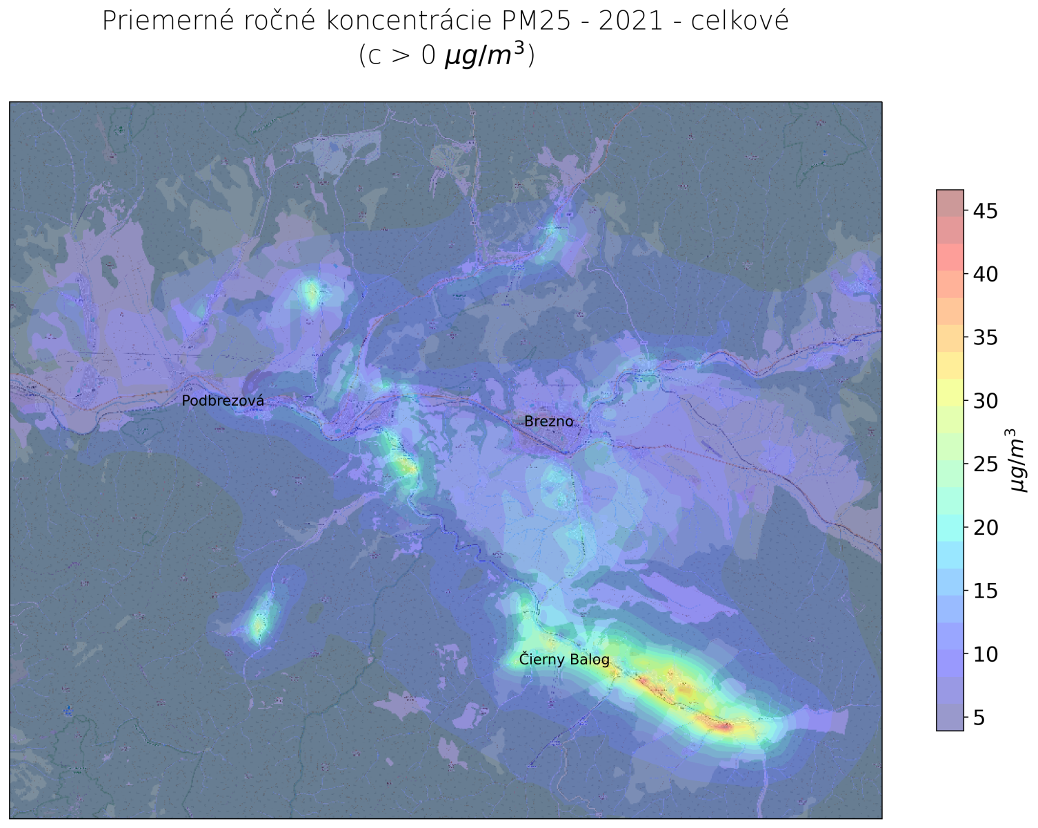 Výstupy modelovania s vysokým rozlíšením - BB - Brezno - PM25 - SHMÚ